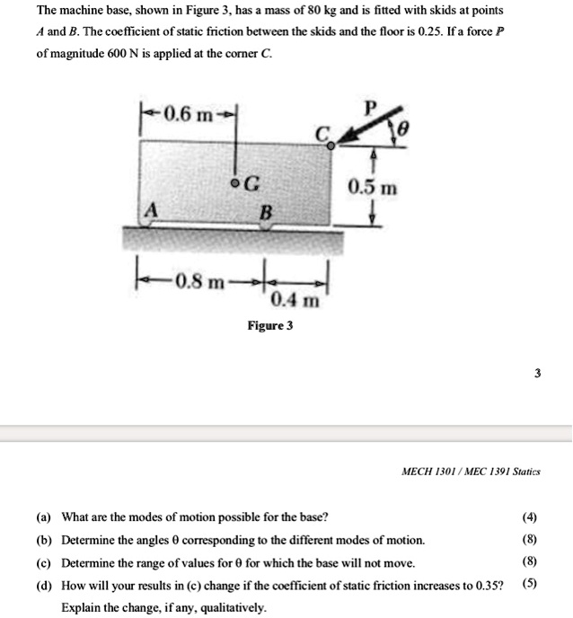 The machine base, shown in Figure 3, has a mass of 80 kg and is fitted ...