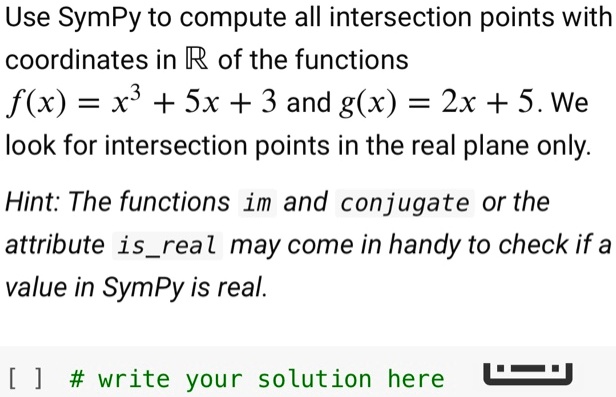 Solved Python Use Sympy To Compute All Intersection Points With Coordinates In R Of The 1584