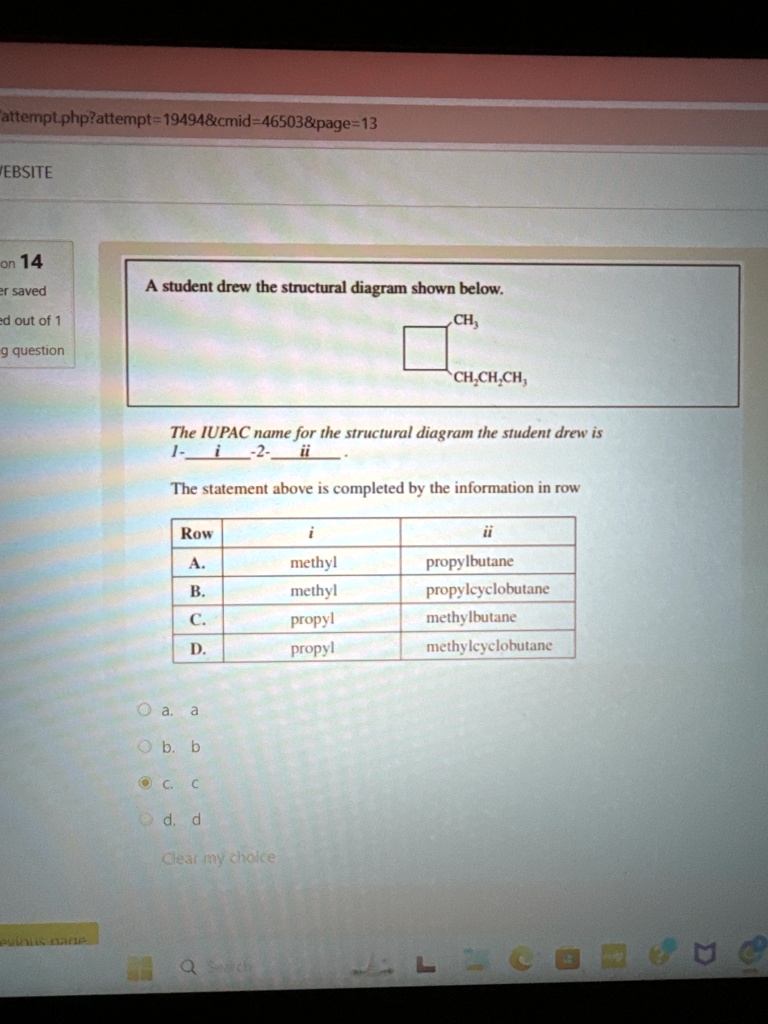 a student drew the structural diagram shown below ch ch2ch2ch2 the ...