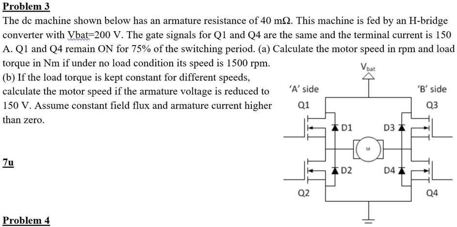 SOLVED: Problem 3: The DC machine shown below has an armature ...
