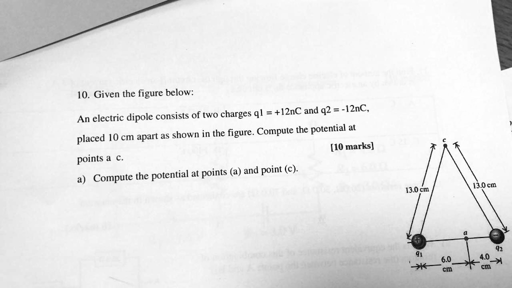 10. Given the figure below: An electric dipole consists of two charges ...