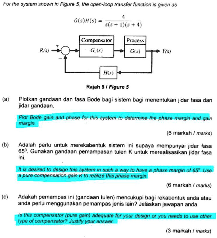 SOLVED: For the system shown in Figure 5, the open-loop transfer function is given as: CsHs = s ...