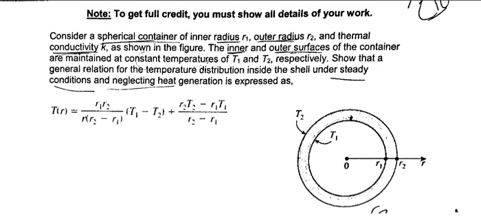 SOLVED: Note: To get full credit, you must show all details of your work. Consider a spherical ...