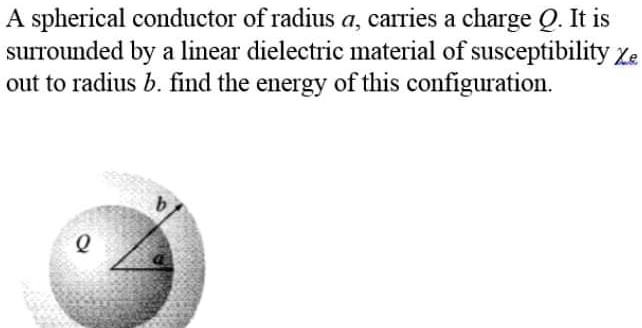 a spherical conductor of radius a carries a charge q it is surrounded ...