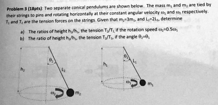 Problem 3 (18 pts): Two separate conical pendulums are shown below. The ...