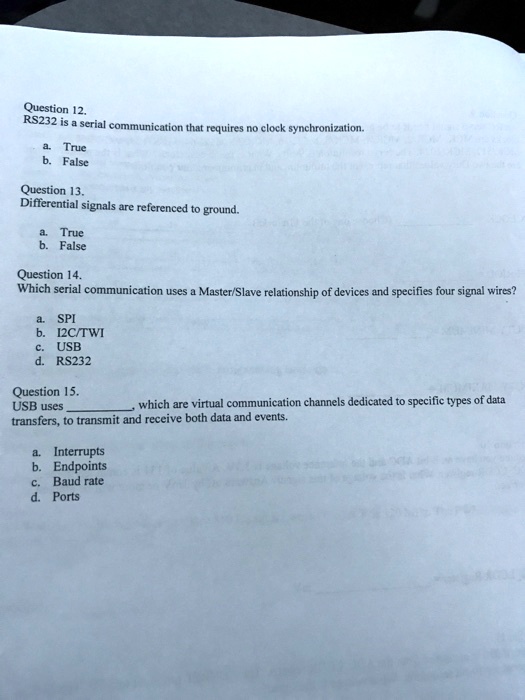 Solved Question 12 15 Question 12 Atrue Bfalse Question 13 Differential Signals Are 8797