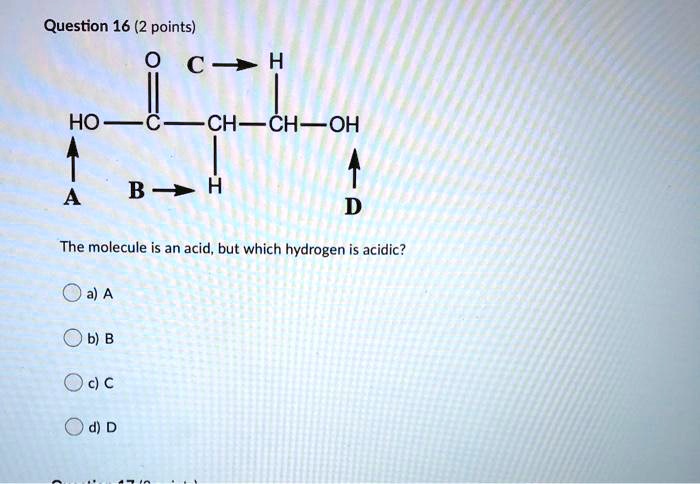 SOLVED: Question 16 (2 points) C H2O CH3CH2OH By The molecule is an ... SOLVED: Question 16 (2 points) C H2O CH3CH2OH By The molecule is an ...