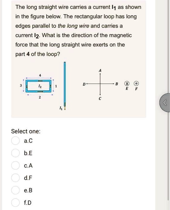 The long straight wire carries a current I1 as shown in the figure below. The rectangular loop ...