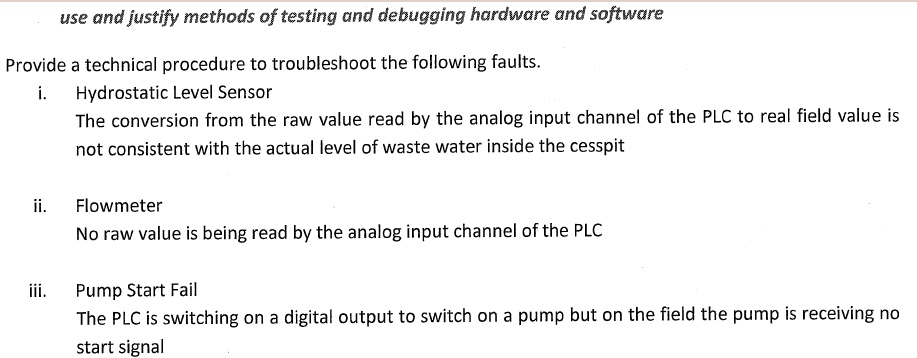Solved Plc Use And Justify Methods Of Testing And Debugging Hardware And Software Provide A