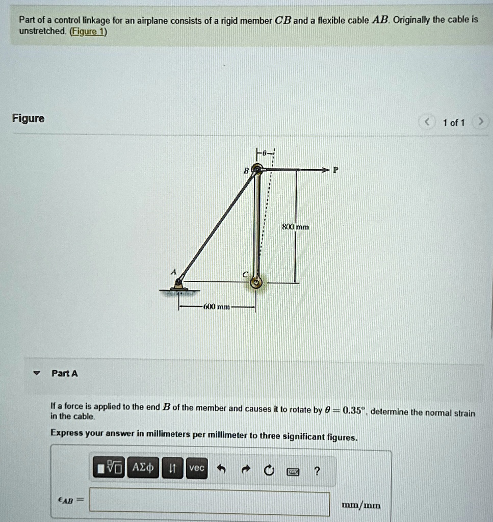 [GET ANSWER] part of a control linkage for an airplane consists of a ...