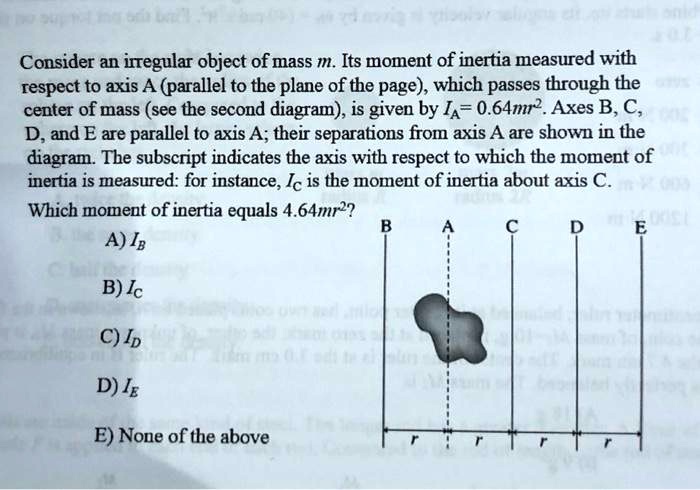 SOLVED: Consider an irregular object of mass m. Its moment of inertia measured with respect to ...