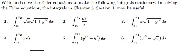 SOLVED: Write and solve the Euler equations to make the following ...