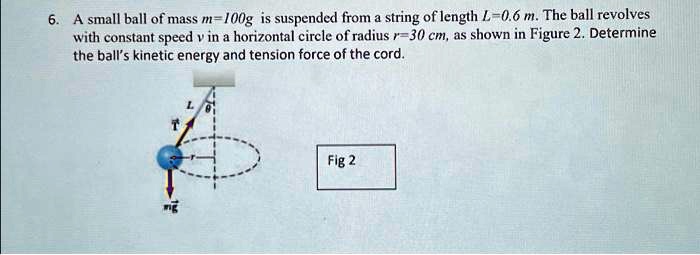 SOLVED: A small ball of mass m= [Og is suspended from string of length ...