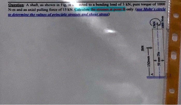 ouestiona shaftas shown in figis ected to a bending load of3 knpure ...