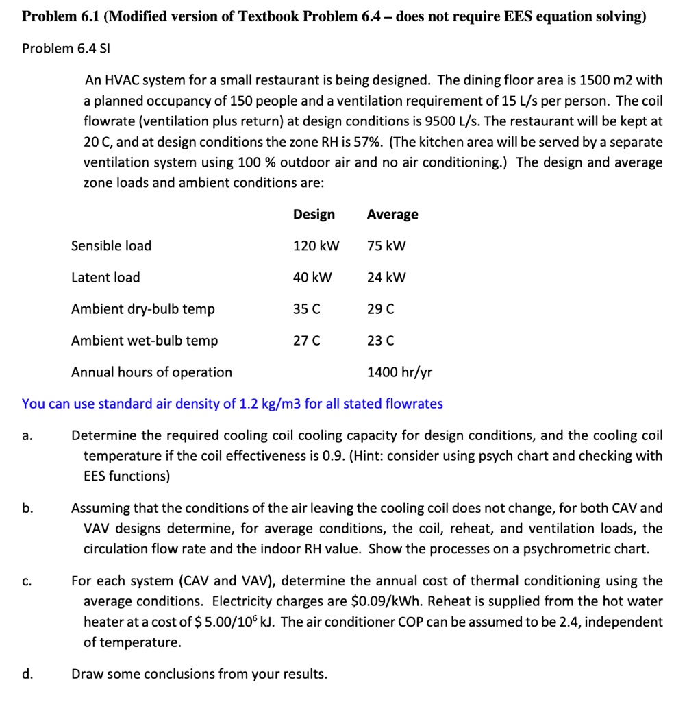 Problem 6.1 (Modified version of Textbook Problem 6.4 – does not require EES equation solving ...