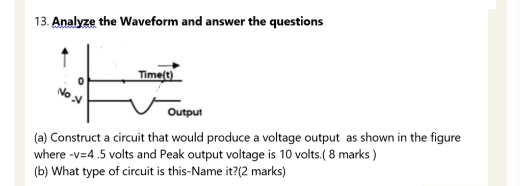 VIDEO solution: 13. Analyze the Waveform and answer the questions Time (t) - Vo Output (a ...