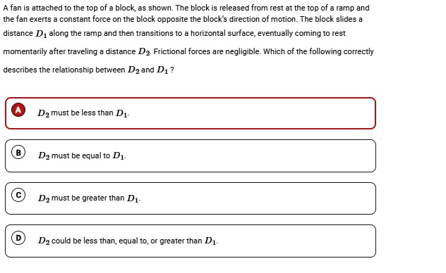 a fan is attached to the top of a block as shown the block is released ...
