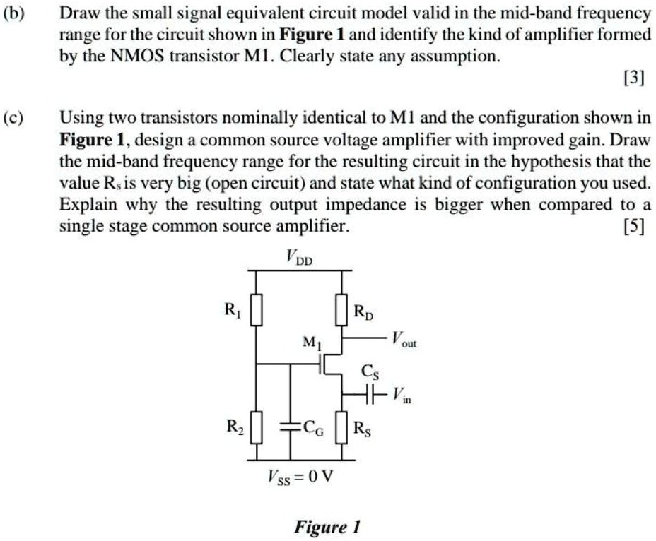 Solved Draw The Small Signal Equivalent Circuit Model Valid In The Mid