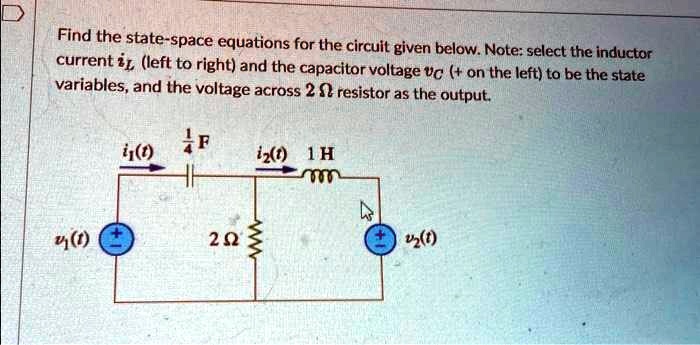 SOLVED: Find the state-space equations for the circuit given below ...
