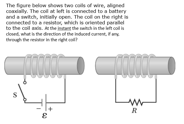 SOLVED: The figure below shows two coils of wire, aligned coaxially ...