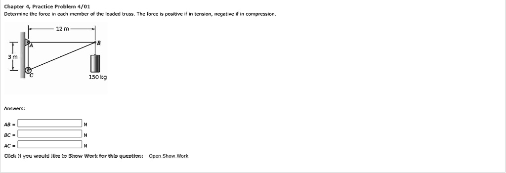 Chapter 4, Practice Problem 4/01 Determine the force in each member of the loaded truss. The ...
