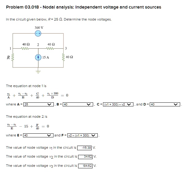 Problem 03.018 - Nodal analysis: Independent voltage and current sources In the circuit given ...