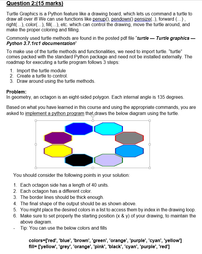 Solved Turtle Graphics Is A Python Feature Like A Drawing Board Which Lets Us Command A Turtle 8957