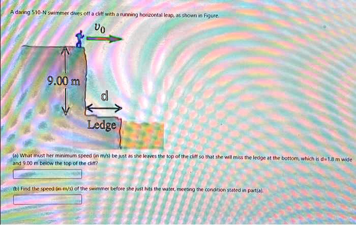 SOLVED: A dang 510-N swimmer dives off a cliff with a running ...