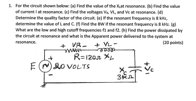SOLVED: For the circuit shown below: a) Find the value of the XL at ...