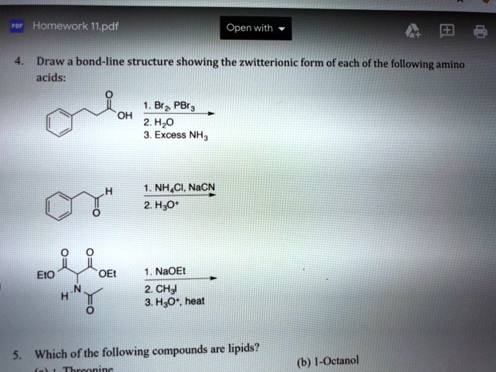 SOLVED: Homework I1pdf Open with Draw bond-line structure showing the ...