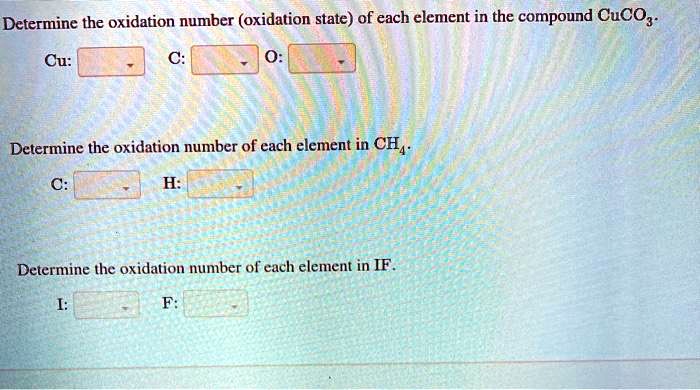 Solved Determine The Oxidation Number Oxidation State Of Each