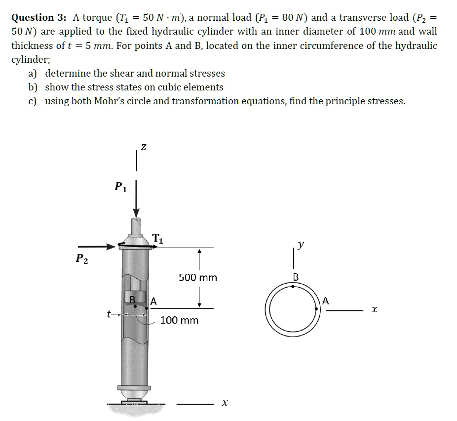 SOLVED: Question 3: A torque (T = 50 Nm),a normal load (P, = 80 N) and ...