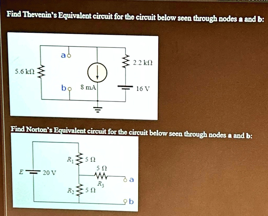 Find Thevenin's Equivalent circuit for the circuit below seen through nodes a and b: Find Norton ...