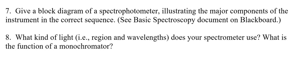 7. Give a block diagram of a spectrophotometer, illustrating the major ...