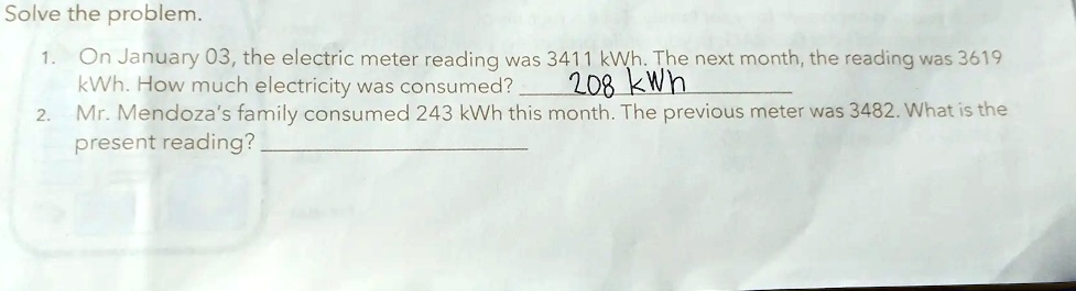 SOLVED: Solve the problem. On January 03, the electric meter reading ...