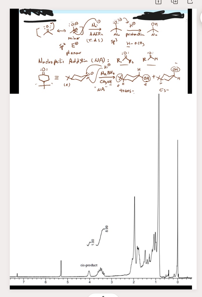 help me interpret my nmr this is ketone reduction with metal hydride as ...