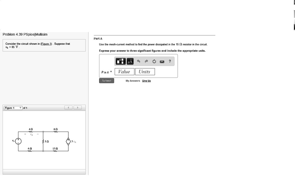 SOLVED: Problem 4.39 PSpice|Multisim Part A Consider the circuit shown in Figure 1. Suppose that ...
