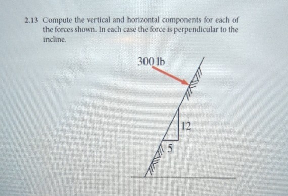 2.13 Compute the vertical and horizontal components for each of the ...