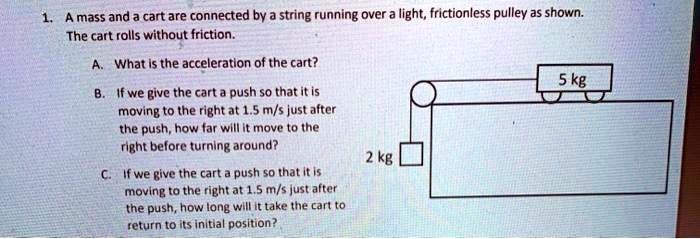 SOLVED: A mass and a cart are connected by a string running over a ...
