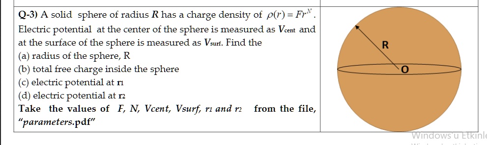 Q-3) A solid sphere of radius R has a charge density … - SolvedLib