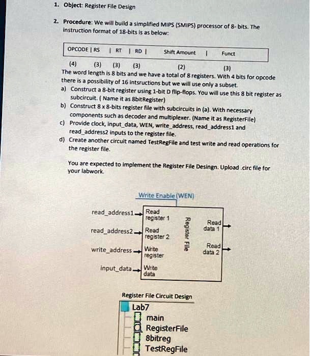 SOLVED: In logism please fast 1. Object: Register File Design 2 ... SOLVED: In logism please fast 1. Object: Register File Design 2 ...