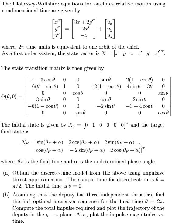 the clohessey wiltshire equations for satellites relative motion using ...