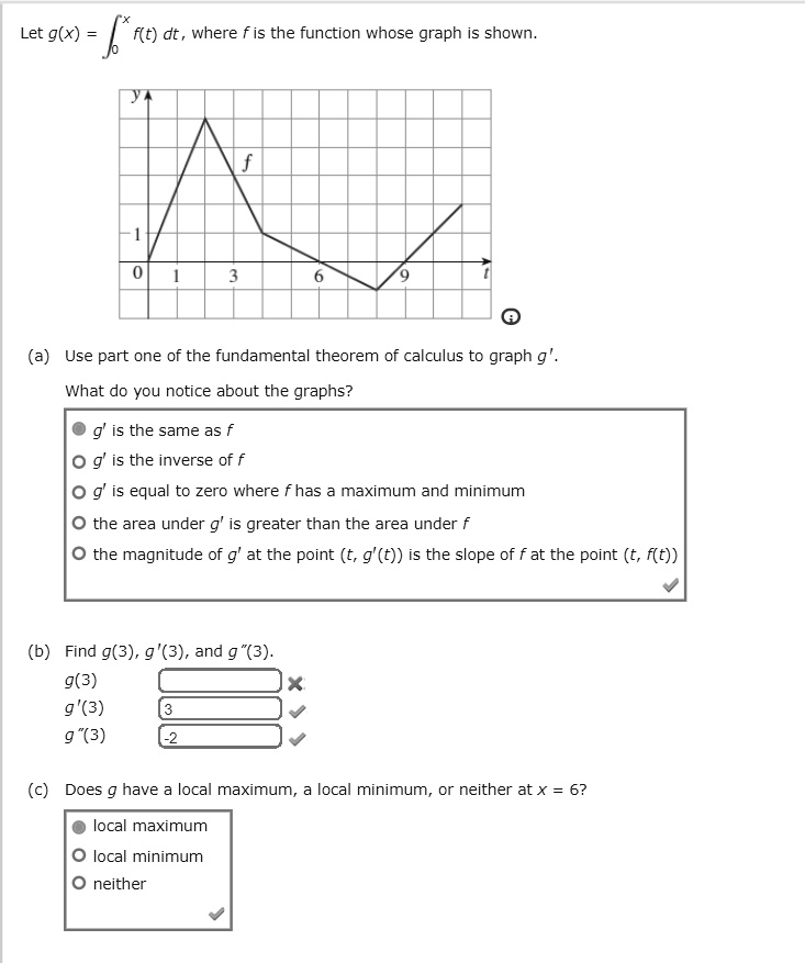 SOLVED: Let g(x) J" flt) dt where f is the function whose graph is shown Use part one of the ...