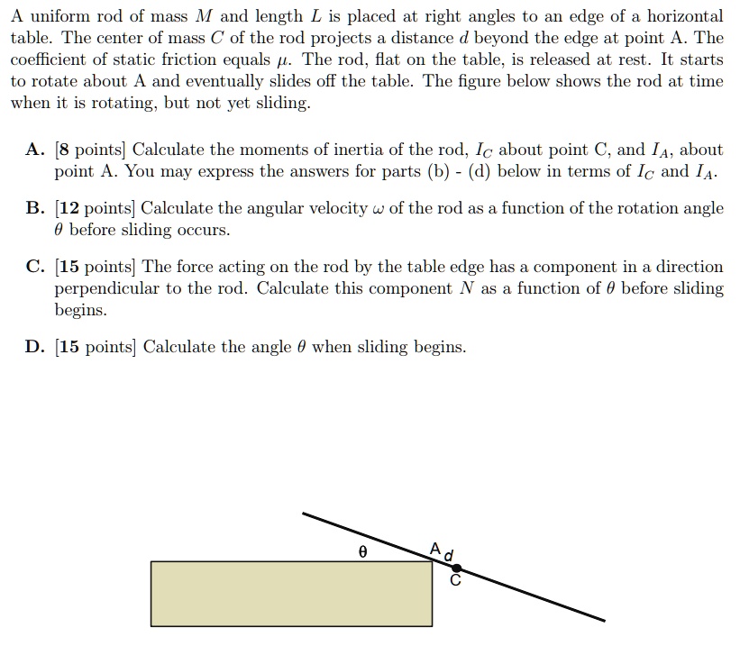 A uniform rod of mass M and length L is placed at right angles to an ...