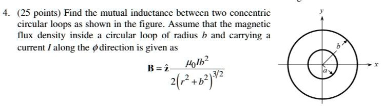 SOLVED: Find the mutual inductance between two concentric circular loops as shown in the figure ...