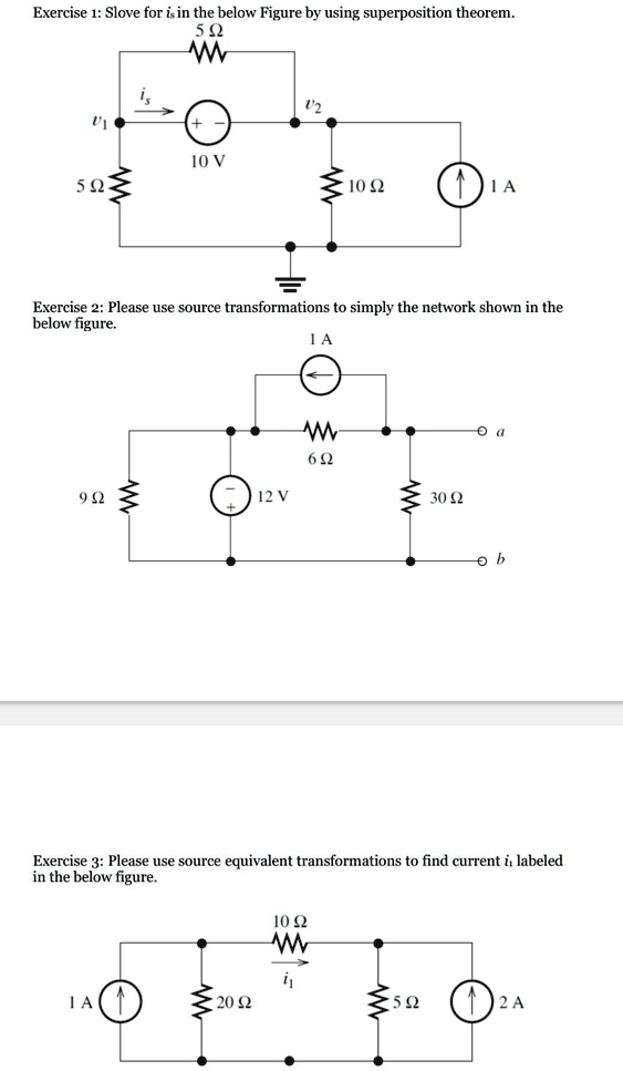Solved Texts Exercise 1 Solve For Is In The Below Figure By Using Superposition Theorem 5Ω