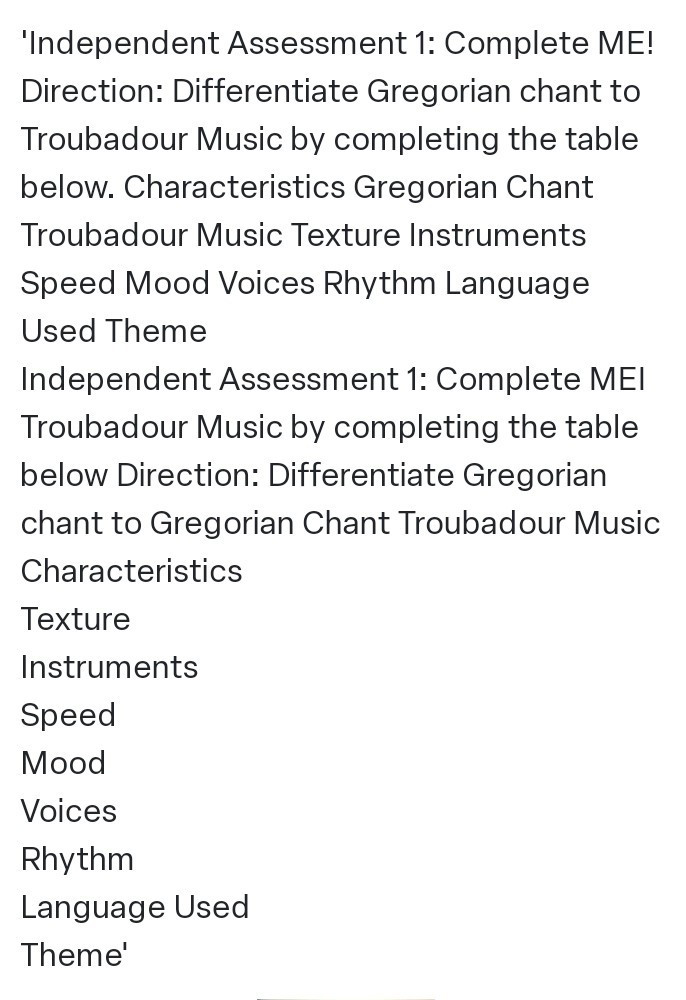SOLVED: 'Independent Assessment 1: Complete ME! Direction ...