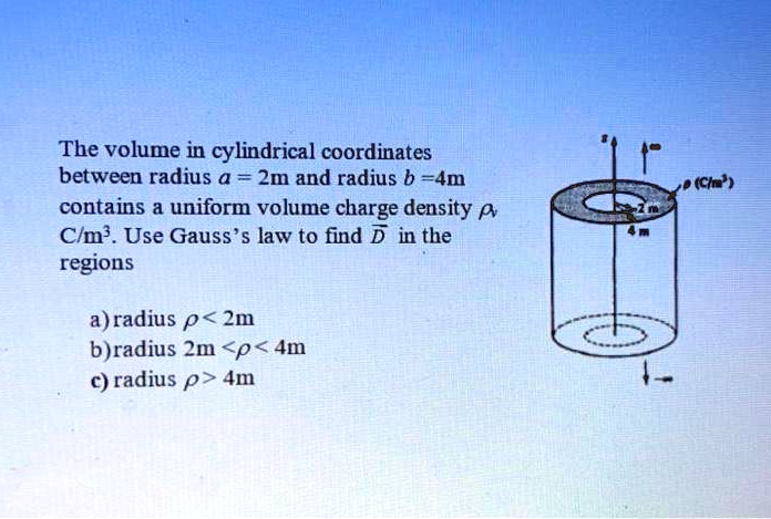 The volume in cylindrical coordinates between radius a = 2m...