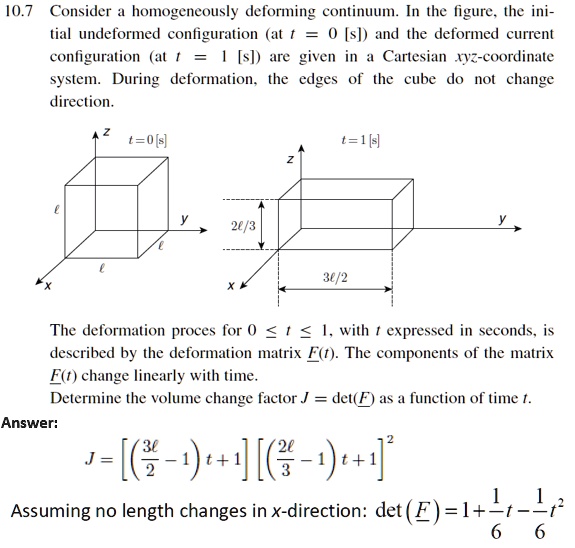 10.7 Consider a homogeneously deforming continuum. In the figure, the initial undeformed ...