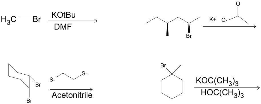 SOLVED: KOtBu in DMF H3C K+ 0- Br KOC(CH3)3 HOC(CH3)3 Acetonitrile Br